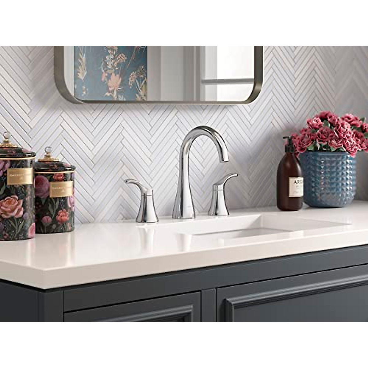 Kohler 27390-4-CP Simplice Bathroom Sink Faucet, 1.2 gpm, Polished Chrome