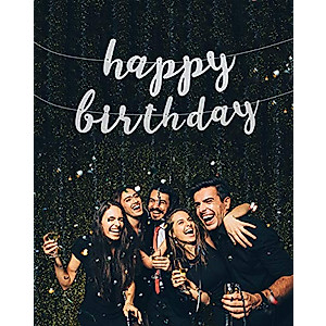 Silver Glittery Happy Birthday Banner for Birthday Party Baby Shower Anniversary Celebrations Decorations