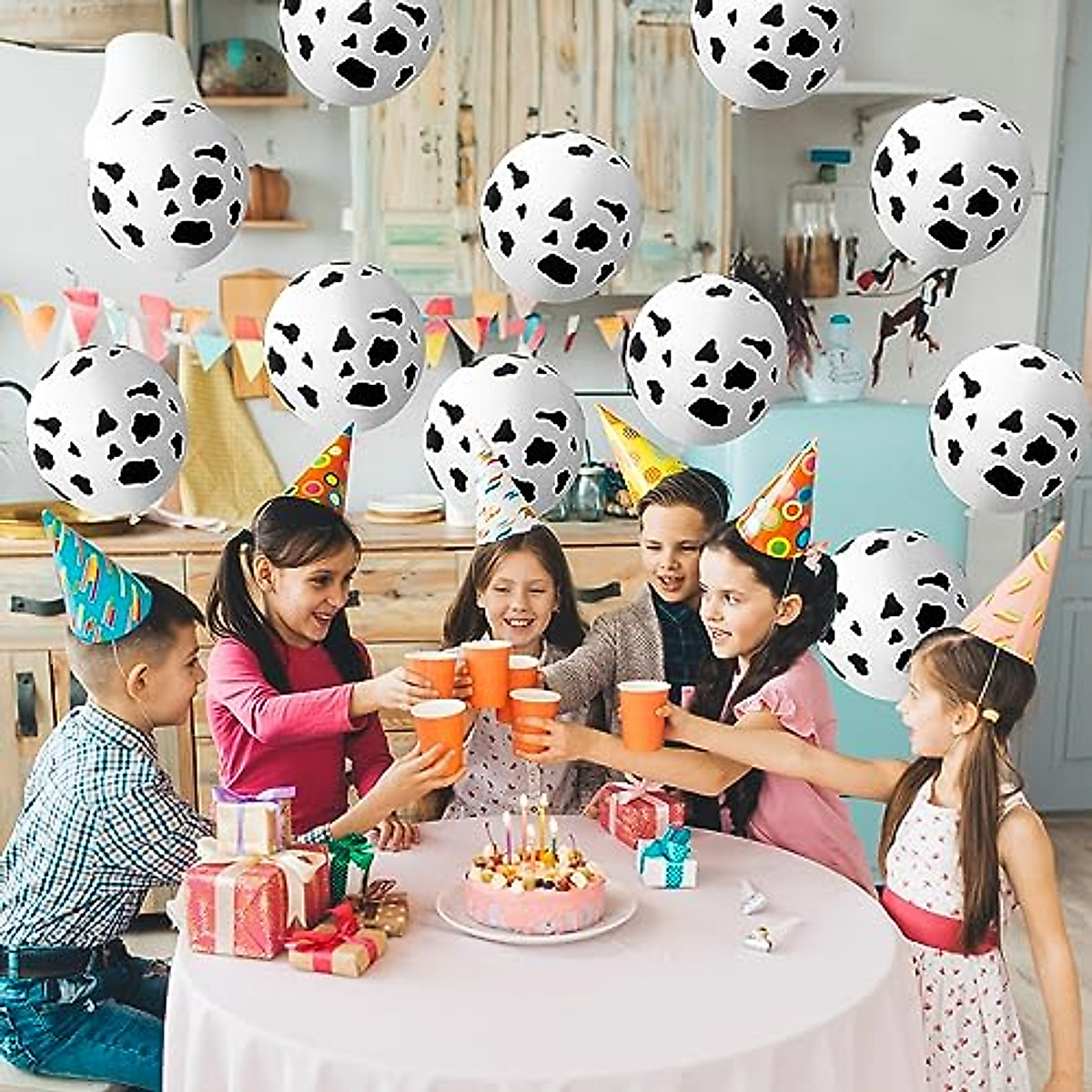 Cow Print Balloons, 30 Pcs Cute Cow Latex Balloons for Kids Party, Black White Western Cowboy Cowgirl Balloons for Boys Girls Farm Theme First Rodeo Birthday Baby Shower Party Decorations Supplies