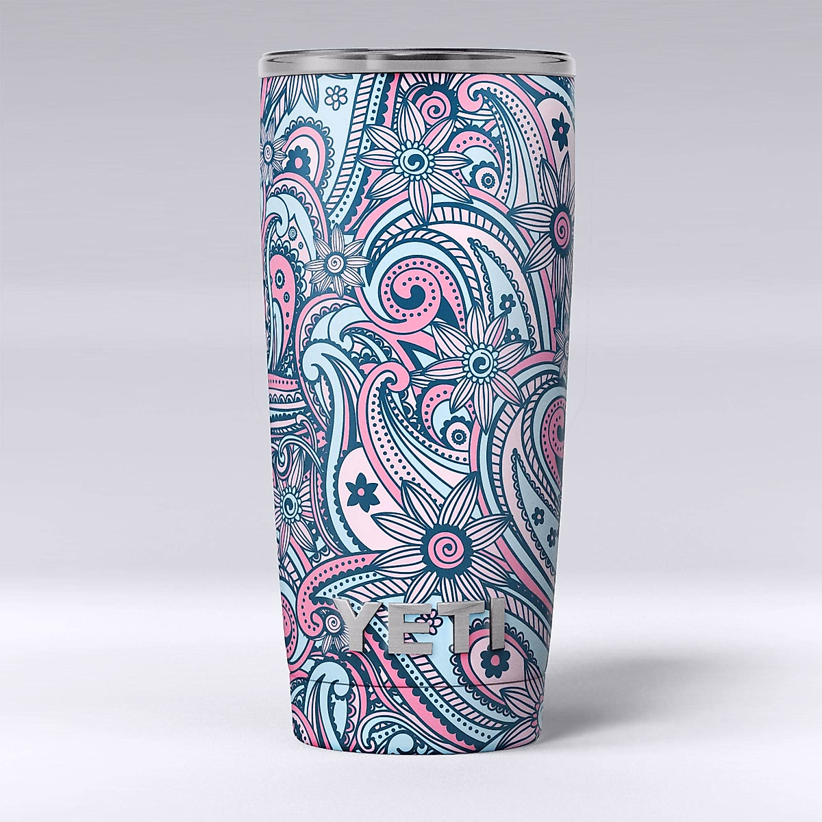 Design Skinz Seamless Mint and Pink Sprout - Skin Decal Vinyl Wrap Kit Compatible with The Yeti Rambler Cooler Tumbler Cups