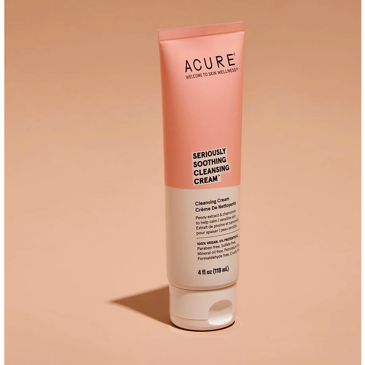 ACURE Seriously Soothing Cleansing Cream | 100% Vegan | For Dry to Sensitive Skin | Peony Extract & Chamomille - Soothes , Hydrates & Cleanses | 4 Fl Oz