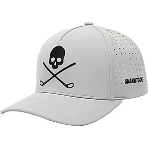 SHANKITGOLF Skull & Crossbones Golf Hat - Adjustable, Breathable, Snapback Trucker Hat - Funny Skull Cap, Perfect for Golfing, Hiking, Fishing, Running & Outdoor Activities (Gray)