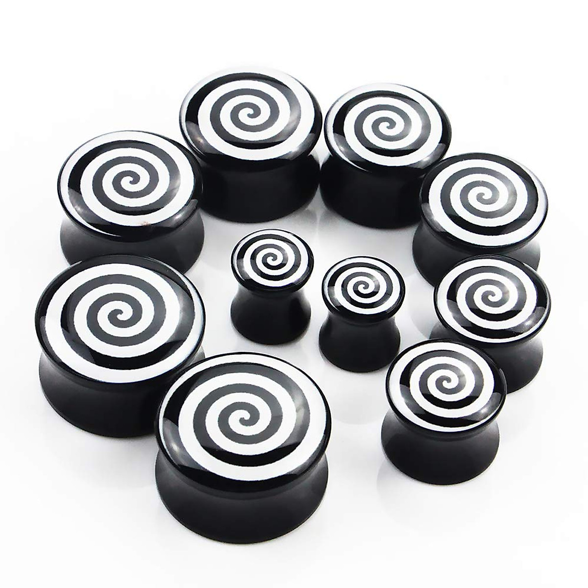 Awinrel Checkered and Spiral Saddle Ear Gauges Set UV Acrylic Ear Plugs Tunnel Stretcher Expander Body Piercing Jewelry 4 Pieces 00G 10mm
