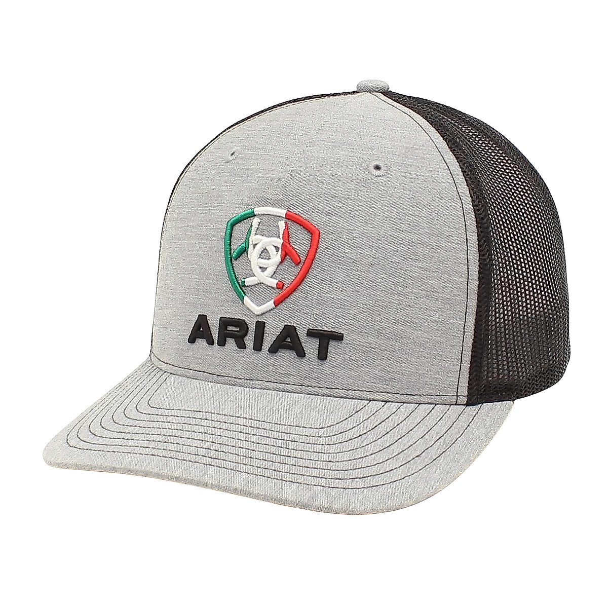 ARIAT Men's R112 Cap, Mexican Flag, Grey, Black Mesh Back, Snapback