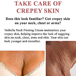 Neck Firming Cream for Sagging, Crepey Skin, Chest Wrinkles. Anti-Aging Moisturizing Lotion Helps Crepe Eraser, Turkey Neck Tightener & Decolletage Tightening. Aids Decollete, Double Chin, Face