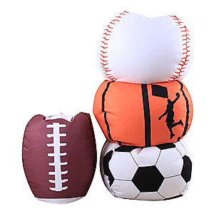 ArcticWhale 38 Inch Beanbag Cover Storage Bean Bag Chair Stuffed Animal Extra Large Blanket Plush Organizer for Kids Stuffed Seat Storage Sack Soft Smooth Polyester,Kid’S Room Originality，Basketball