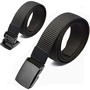 Money Belts for Travel for Men, Nylon Military Tactical Mens with Zinc Alloy Buckle, Security Money Belt with Hidden Money Pocket - Black