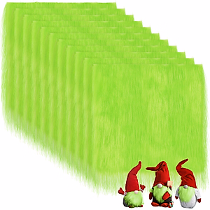 Oudain 10 Pcs Green Fur Fabric Squares 10"×10" Green Winter Squares Soft Faux Fur Green Fur Fluffy Fabric for DIY Crafts, Costumes, Apparel, Rugs, Pillows, Decor(Green)