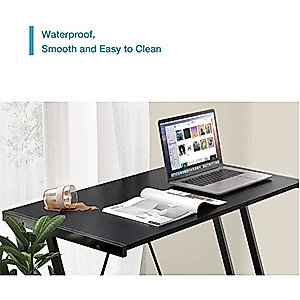 Computer Desk Mehoom Study Desk for Home Office, Writing Desk for Small Space Office, Modern Simple Design Laptop Desk, Small Computer Table, 35.4" Black Corner Desk
