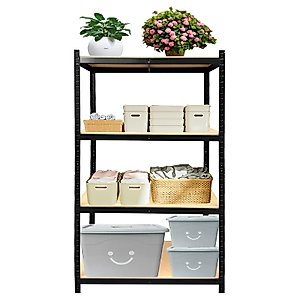 Vandise Shelves Storage Shelves 4 Tier Adjustable Garage Kitchen Storage Shelving, Heavy Duty Metal Storage Utility Rack Shelf Unit for Warehouse Pantry Closet Kitchen, 28" x 12" x 59", Black