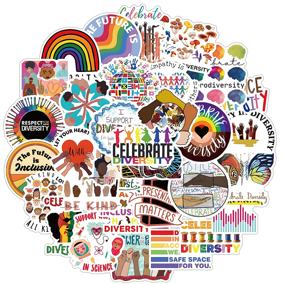 50pcs Diversified Stickers Pack, Beautiful Vinyl Waterproof Sticker Decals for Water Bottles, Laptops, Phones, Skateboards, Helmets, Hard Hats, Suitable for Kids Teen Adults Party Supplies Decor