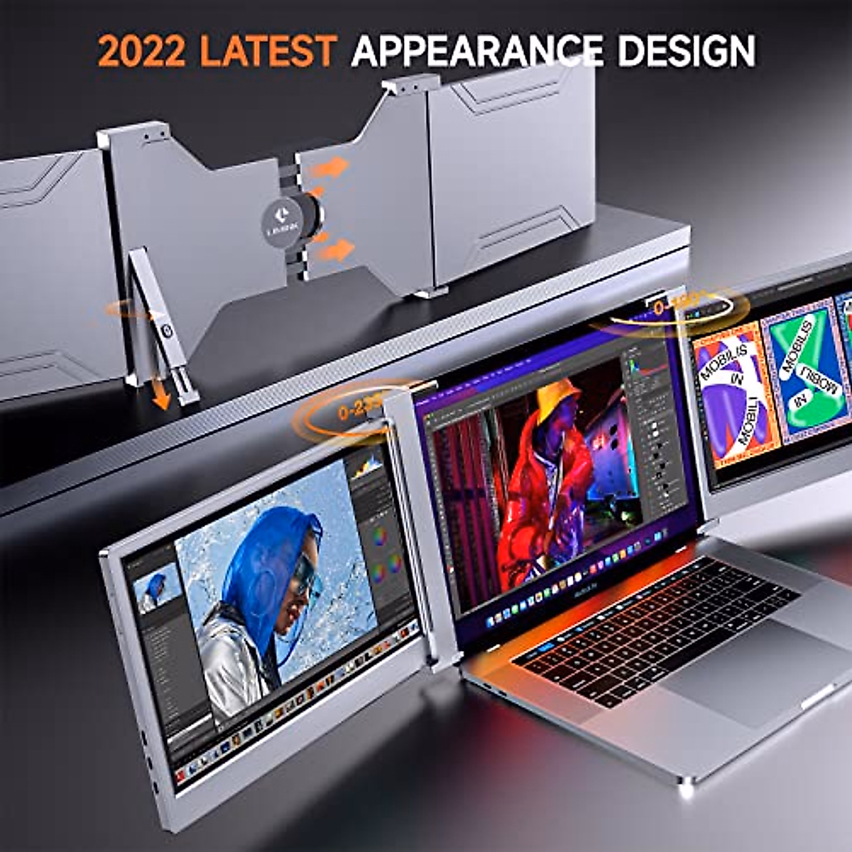 LIMINK S19 Portable Triple Monitor Screen Extender for 14-17.3" Laptop, 14" FHD 1080P Laptop Dual Monitor Extender, HDR 72% NTSC, Plug Play, USB-C HDMI Display with Carry Case, Fit for Mac Windows