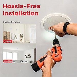 Pyle 8” 4 Bluetooth Flush Mount - In-wall In-ceiling 2-Way Speaker System Quick Connections Changeable Round/Square Grill Polypropylene Cone & Tweeter Stereo Sound 4 Ch Amplifier 250 Watt - PDICBT286