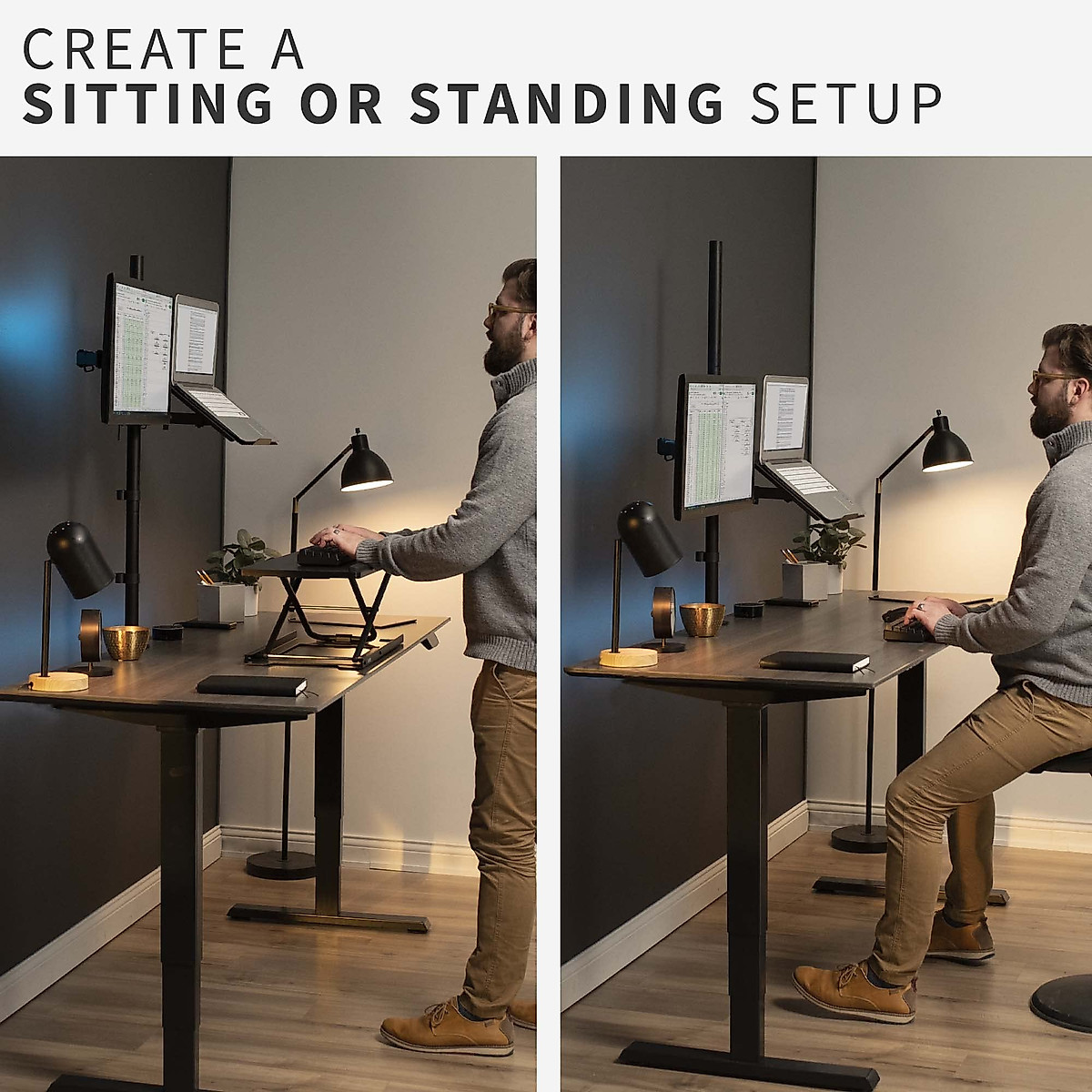 VIVO Laptop and 13 to 32 inch LCD Monitor Stand up Desk Mount, Extra Tall Adjustable Stand, Fits Laptops up to 17 inches (STAND-V012C)
