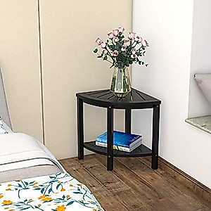 Bamboo Corner Shower Stool Bench Waterproof - with Storage Shelf for Shaving Legs or Seat in Bathroom & Inside Shower