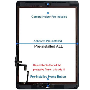 JPUNG for iPad Air 1st Generation Screen Replacement Touch Glass Digitizer, Only for A1474 A1475 A1476 Air 1st Gen, with Home Button, Full Repair Kit(Video Guide)
