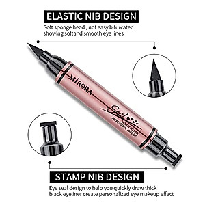 Eyeliner Stamp - Winged Eyeliner Stamp for All Eye Shapes, Easy Cat Eye Stencil Makeup Tool, SmudgeProof & Waterproof Liquid Eye liner Pen, Winged Stamp (10MM, Black)
