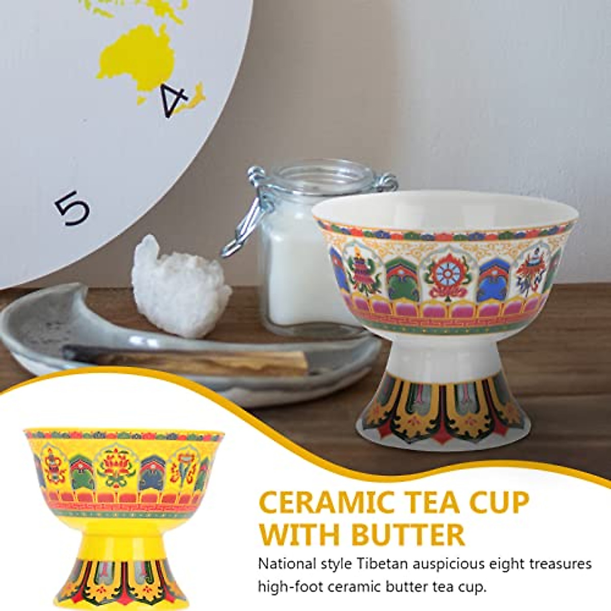 Chinese Tea Cup Ceramic Tibetan Cup Chinese Tea: Traditional Chinese Ceramic Teacup Kungfu Tea Cups Asian Celadon Tea Cups Porcelain Tea Cup Set for Tea Latte Black Coffee Mugs Yoga Decor