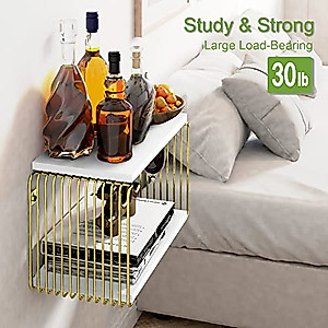 Filano Floating Nightstand 2 Pack Modern White Nightstand 2 Tier Small Nightstand for Wall Wood Bed Shelf for Bedroom Living Room Bathroom White