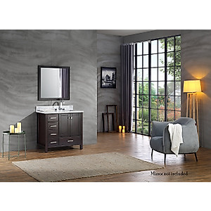 ARIEL Cambridge A037SRCWRVOESP 37” Inch Single Right Offset Rectangular Sink Solid Wood Espresso Bathroom Vanity with 1.5" Inch Edge White Carrara Marble Countertop