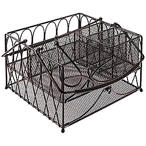 Gourmet Basics by Mikasa Loop Picnic Plate Napkin and Flatware Storage Caddy, Large, Antique Black