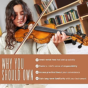 Cecilio CVN-300 Solidwood Ebony Fitted Violin with D'Addario Prelude Strings, Size 4/4 (Full Size)