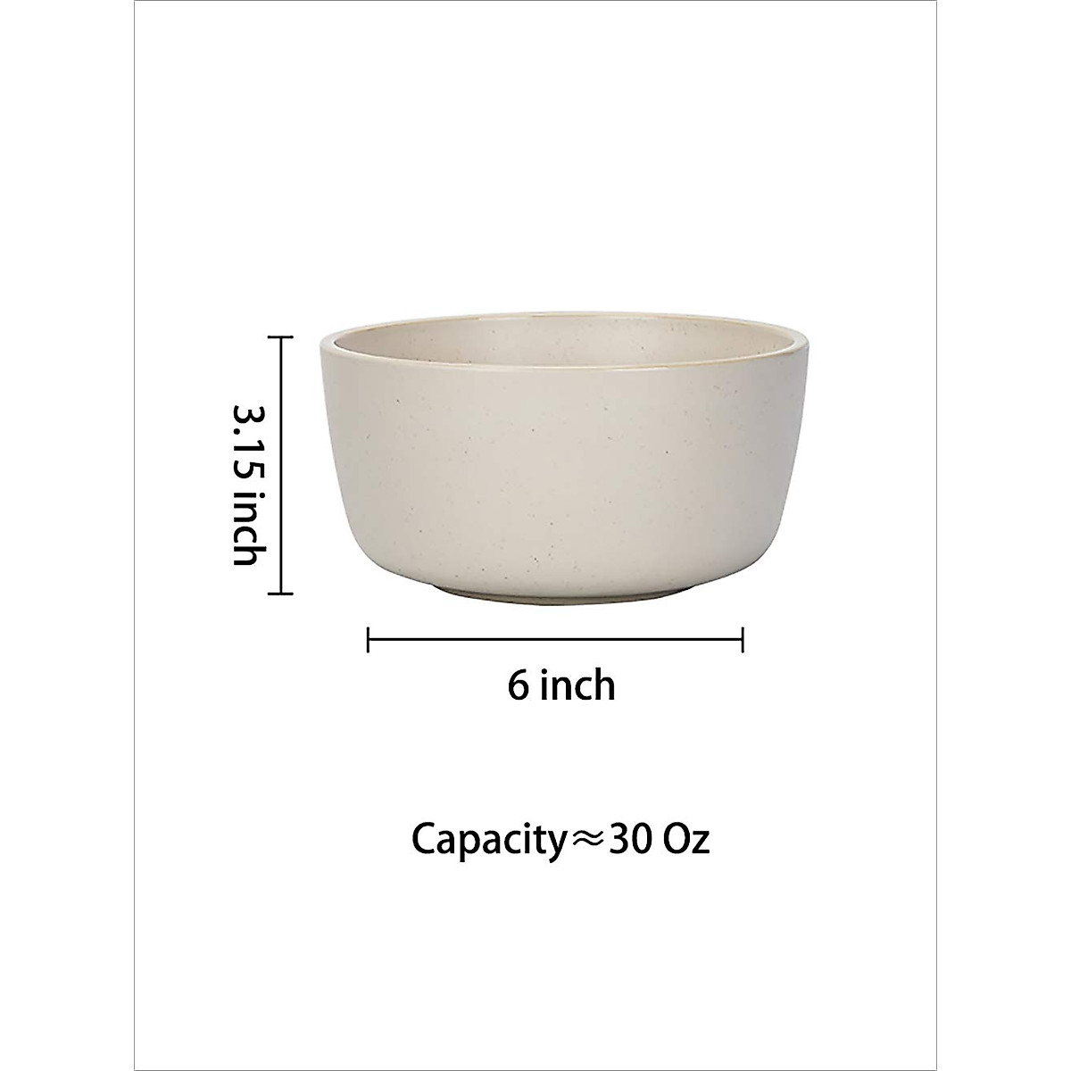 MDZF SWEET HOME 28 Oz Porcelain Bowl Set, 6 Inch Deep Bowl for Cereal, Soup, Fruit-Salad and Dessert Serving Bowls, Set of 4