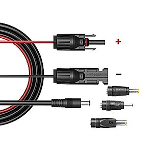 Solar Panel Connectors Compatible with MC-4 Solar Connectors to DC Extension Cable 16AWG with DC 5.5mmx2.1mm, DC3.5x1.35mm,DC5.5x2.5mm and DC8mm Adapter for Portable Power Station Solar Generators