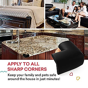 Soft Table Corner Protectors for Baby Safety - Pre-Taped Furniture Edge Guards to Child Proof and Prevent Head & Knee Injuries, 8 Pack, (Black)