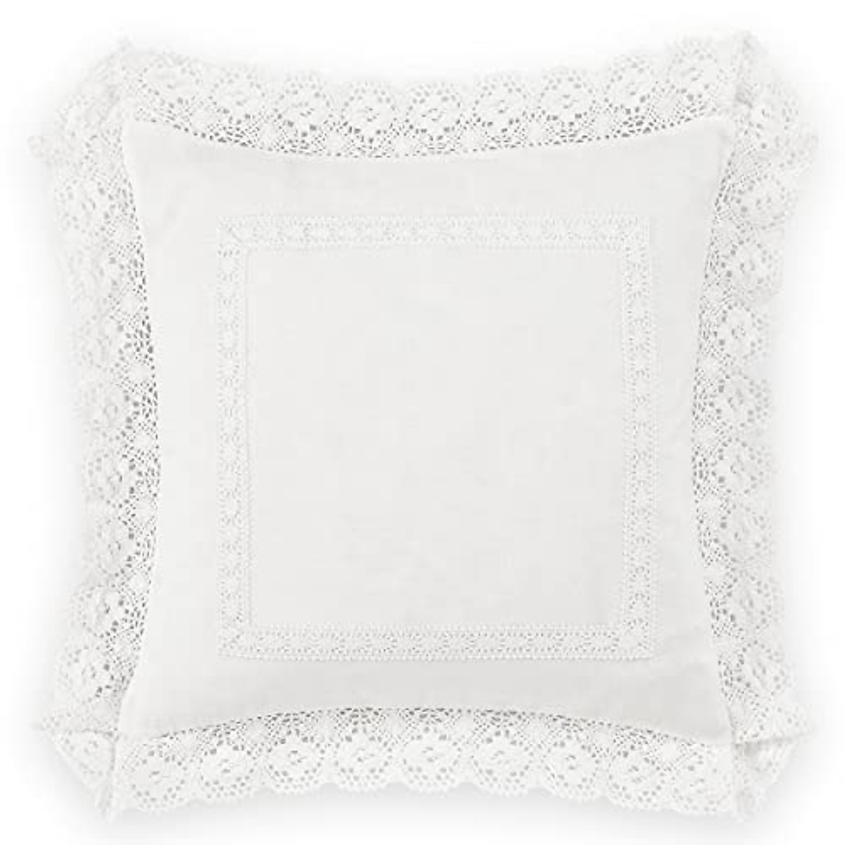 Laura Ashley Home - Throw Pillow with Envelope Closure, Elegant Home Decor for Bed or Sofa (Annabella White, 18" x 18")