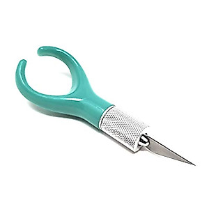 Excel Blades K71 Fingertip Craft Knife - 7 Inch Ergonomic Hobby Knife With Finger Loop - Crafting Supplies - Scrapbooking Knife and Cutting Tool For Precision Cutting and Trimming - Green Teal
