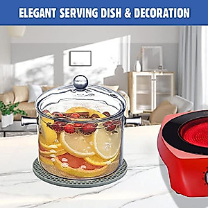 LIMOEASY Glass Pots for Cooking on Stove, 1.5 Quart Clear Pots for Cooking, Simmer Pot for Stove Potpourri, Glass Saucepan with Cover, Heat-Resistant Glass Cookware for Pasta, Soup, Milk, Baby Food