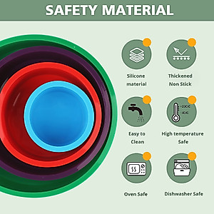 AILEHOPY Silicone Round Cake Pans Set, 4 Pcs (4"/6"/8"/10") extra thick Nonstick Leakproof Round Deep Cheesecake Pans, Layer Baking Pans Cake Tins Set for Birthday Wedding Tier Cake