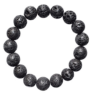 CHARGED Natural Pahoehoe Lava Stone Crystal Essential Oil Diffuser 12mm Bracelet Selenite Charger (12mm Bead Bracelet)