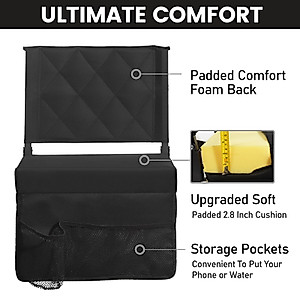 Sheenive Stadium Seats for Bleachers with Back Support, Bleacher Seats with Backs and Cushion Wide, Padded Portable Folding Comfort Stadium Chair with Shoulder Strap, Perfect for Sports Events