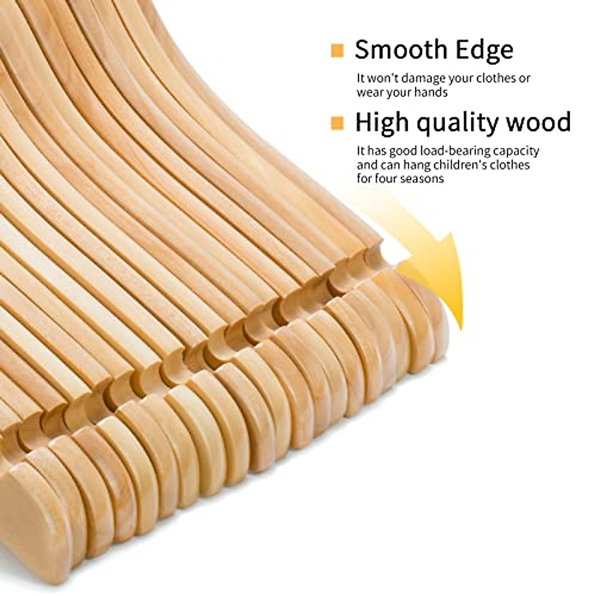 Nature Smile 20 Pack 14 Inches Juniors Preteen Older Children Wooden Clothes Hangers Wood Dress Shirt Hanger Coat Jacket Hangers with Notches and 360° Swivel Anti-Rust Chrome Hook (Natural)