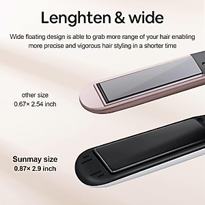 Sunmay Voga Cordless Hair Straightener and Curler 2 in 1, Cordless Travel Flat Iron for Touching Up Short Thin Fine Hair On The Go, Mini Portable Straightener with 4800mAh Battery, Quick Heat Up