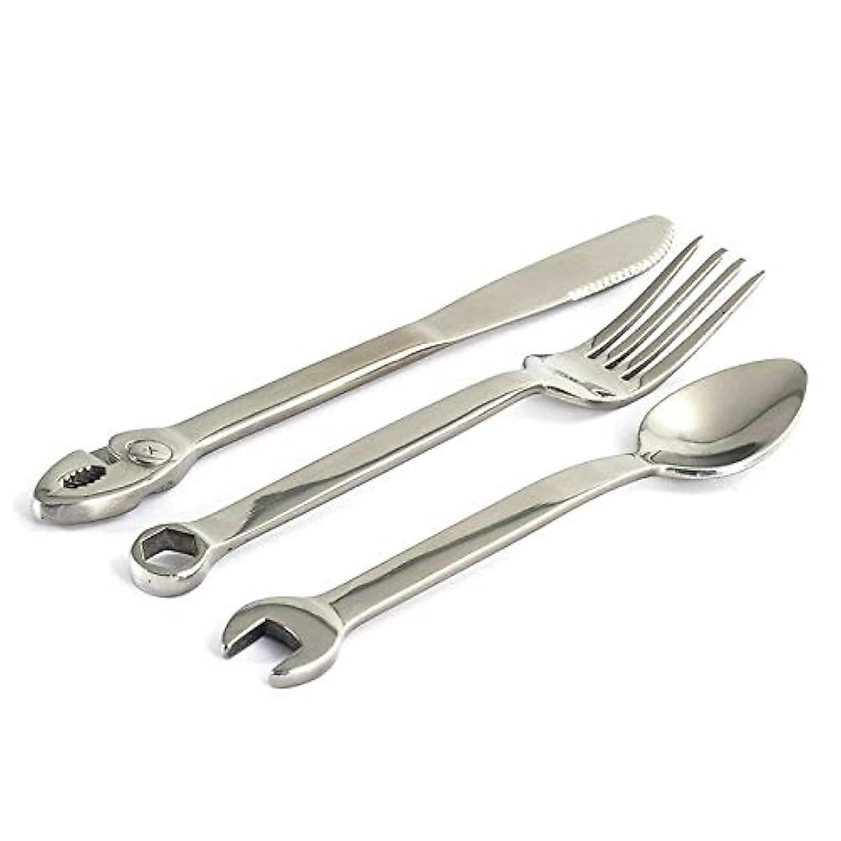 WRENCHWARE – LARGE 3-piece Silverware Set Tool Fork, Knife and Spoon + Silverware Case Storage - Unique Novelty Flatware & Cutlery Set - Kitchen Utensil Set is a Greata Gift & Conversation Piece