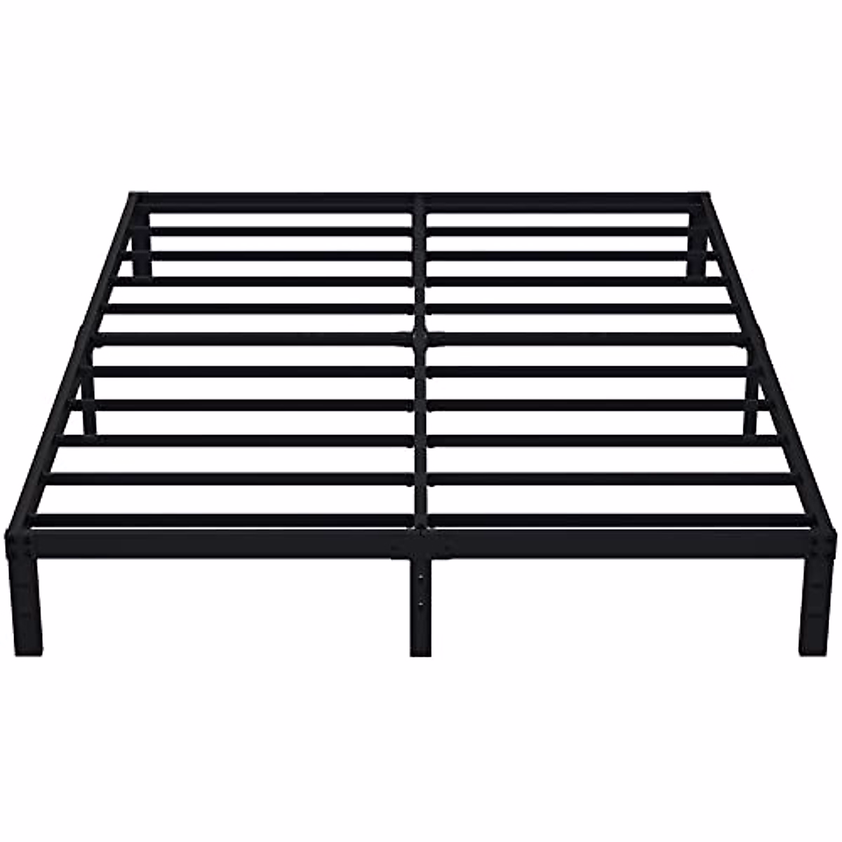 EMODA Queen Bed Frame No Box Spring Needed 10 Inch Heavy Duty Metal Platform BedFrame Queen Size with Steal Slats, Easy Assembly, Black