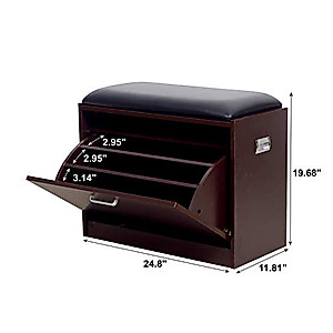 Aottop Premium Shoe Cabinet and Seat - Elegant Design, MDF Wood, and Foam Cushion for Comfortable and Convenient Shoe Storage - Perfect for Your Home Décor.