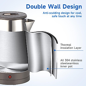 Eyhmhy Small Electric Tea Kettle Stainless Steel,0.8L Portable Travel Hot Water Boiler, 800 Watts Mini Electric Coffee Kettle