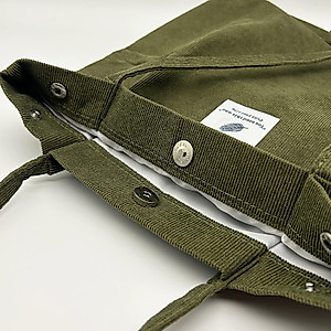 GODWOODS Fashion Tote Bag for Women Corduroy Shoulder Cord Purse with Inner Pocket (Army Green)