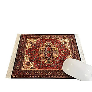 Beautiful Oriental Rug Style Mousepad, Miniature Carpet Computer Mouse Pad, Rectangular, Non-Slip, Elegant Office Accessories