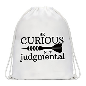 TOBGBE Ted TV Show Drawstring Backpack Be Curious Not Judgmental Bag Sport Gym Sackpack Water Resistant String Bag Soccer Lover Gift (Not Judgmental DB)
