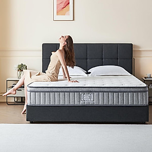 IEI Queen Mattress, 10 inch Hybrid Mattress Queen Size in a Box, Memory Foam Mattress with Pocket Springs, Medium Firm, Pressure Relief & Motion Isolation, CertiPUR-US Certified, 365-Night Trial