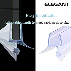 ELEGANT Shower Plastic Strip 28" Long Clear Vinyl Shower Door Bottom Seal Strips,Waterproof Rail for 3/8" Frameless Glass Shower Doors