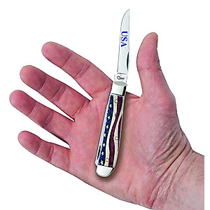 Case WR XX Pocket Knife Patriotic Smooth Natural Bone Mini Trapper Item #64135 - (6207 SS) - Length Closed: 3 1/2 Inches