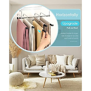 CINKSY Pants Clothes Hangers Space Saving - Upgrade Non Slip Jeans Hanger Rack with Foam Padded Swing Arm Leggings Hanger Multiple Layers Closet Organizer and Storage for Trousers, Scarf, Tie - 2 Pack