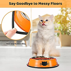 Legendog Cat Bowl Pet Bowl Stainless Steel Cat Food Water Bowl with Non-Slip Rubber Base Small Pet Bowl Cat Feeding Bowls Set of 3 (Multicolor)
