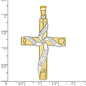 IceCarats 14K Yellow Gold Hope Faith Love Believe Latin Mexican Holy Cross Necklace Religious Pendant Jesus Christ Charm Only